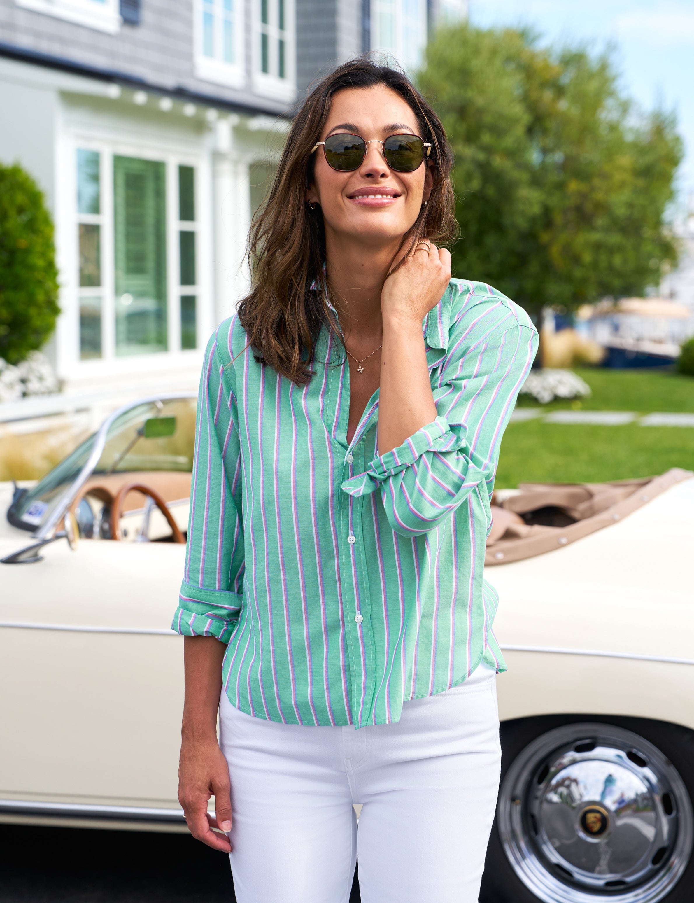 SILVIO Green with Red and Navy Stripe, Italian Cotton – ReLoved by ...