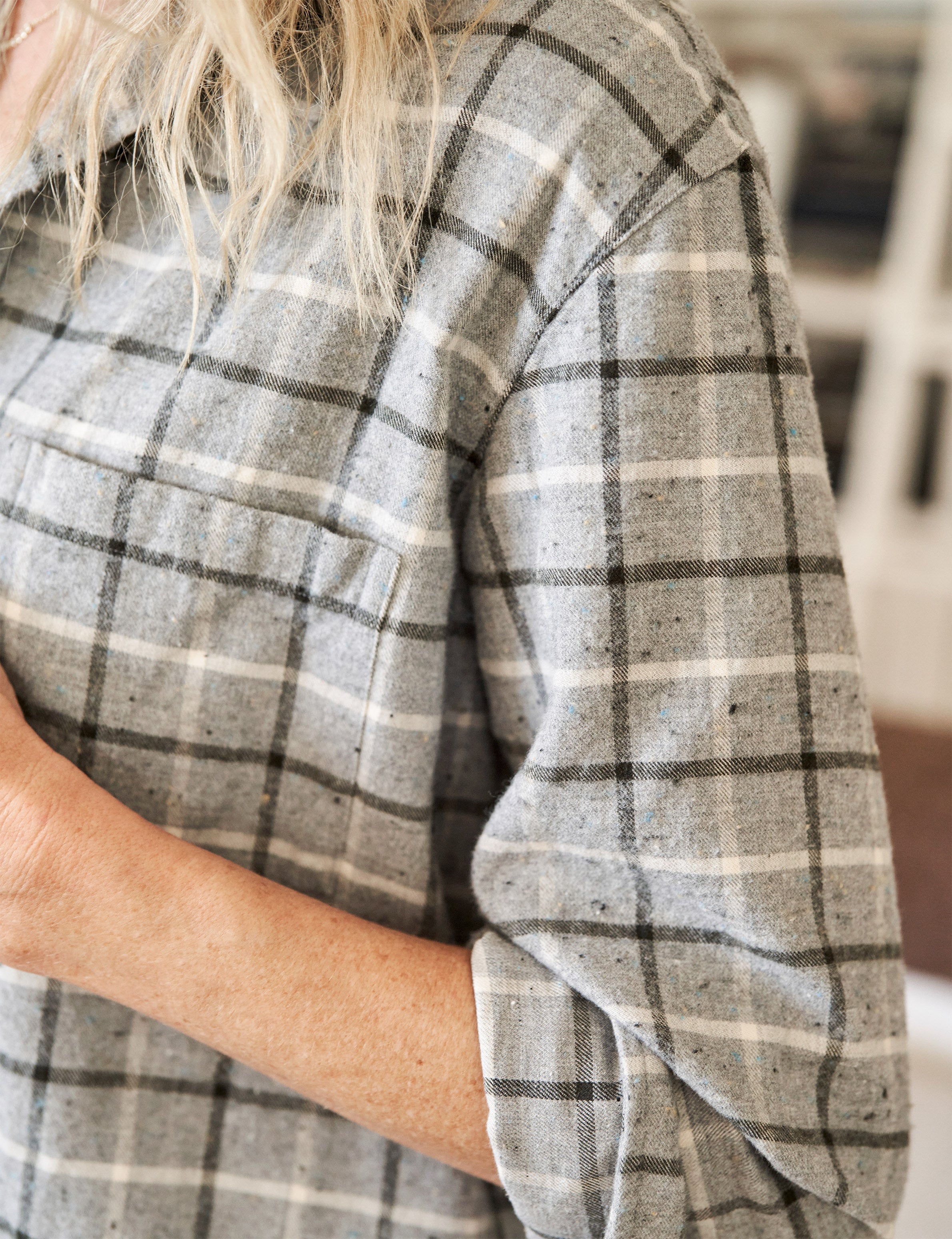 JOEDY Heather Gray Windowpane, Polar Flannel – ReLoved by Frank & Eileen