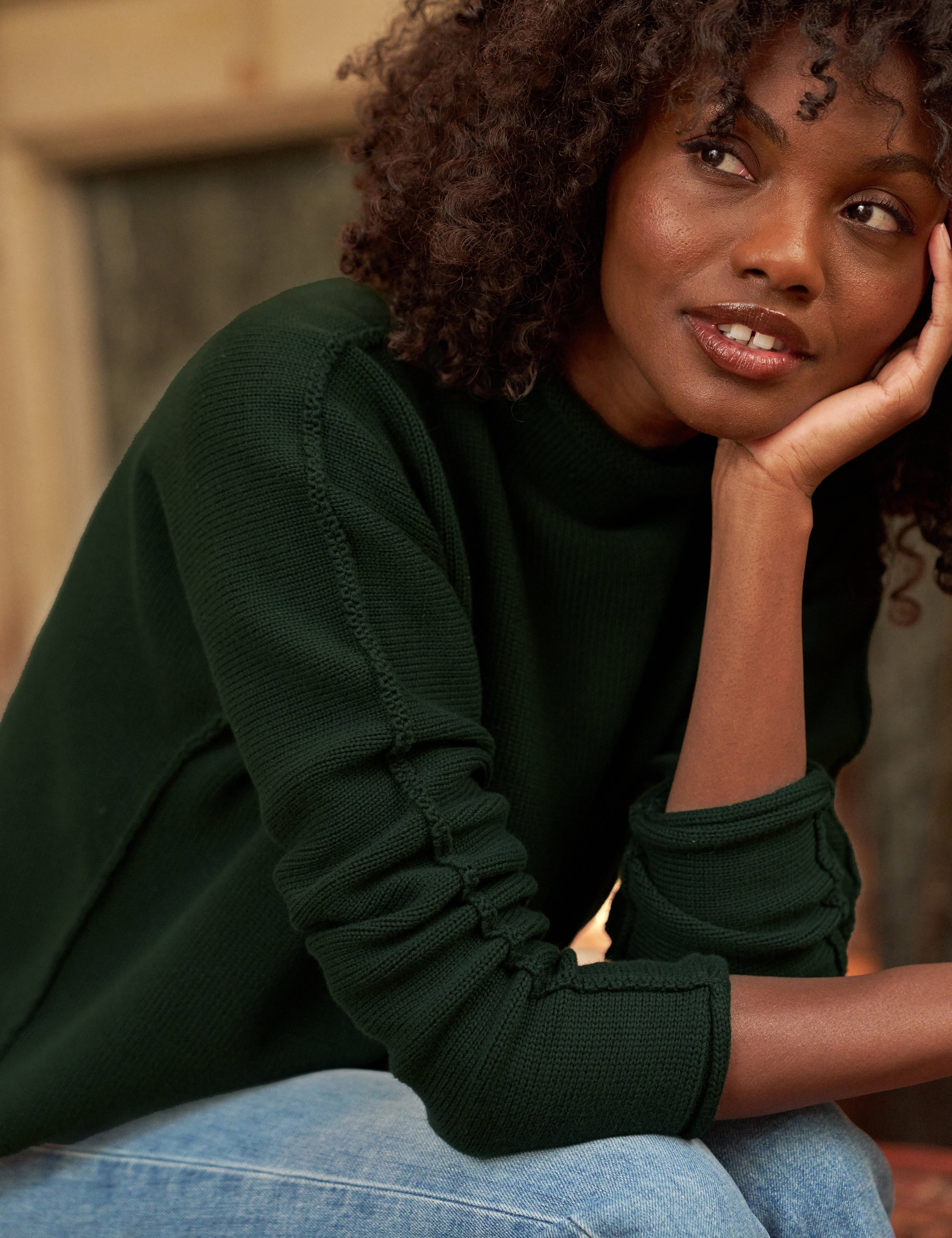 Monterey, Rolled Funnel Neck Sweater, Green – ReLoved by Frank & Eileen