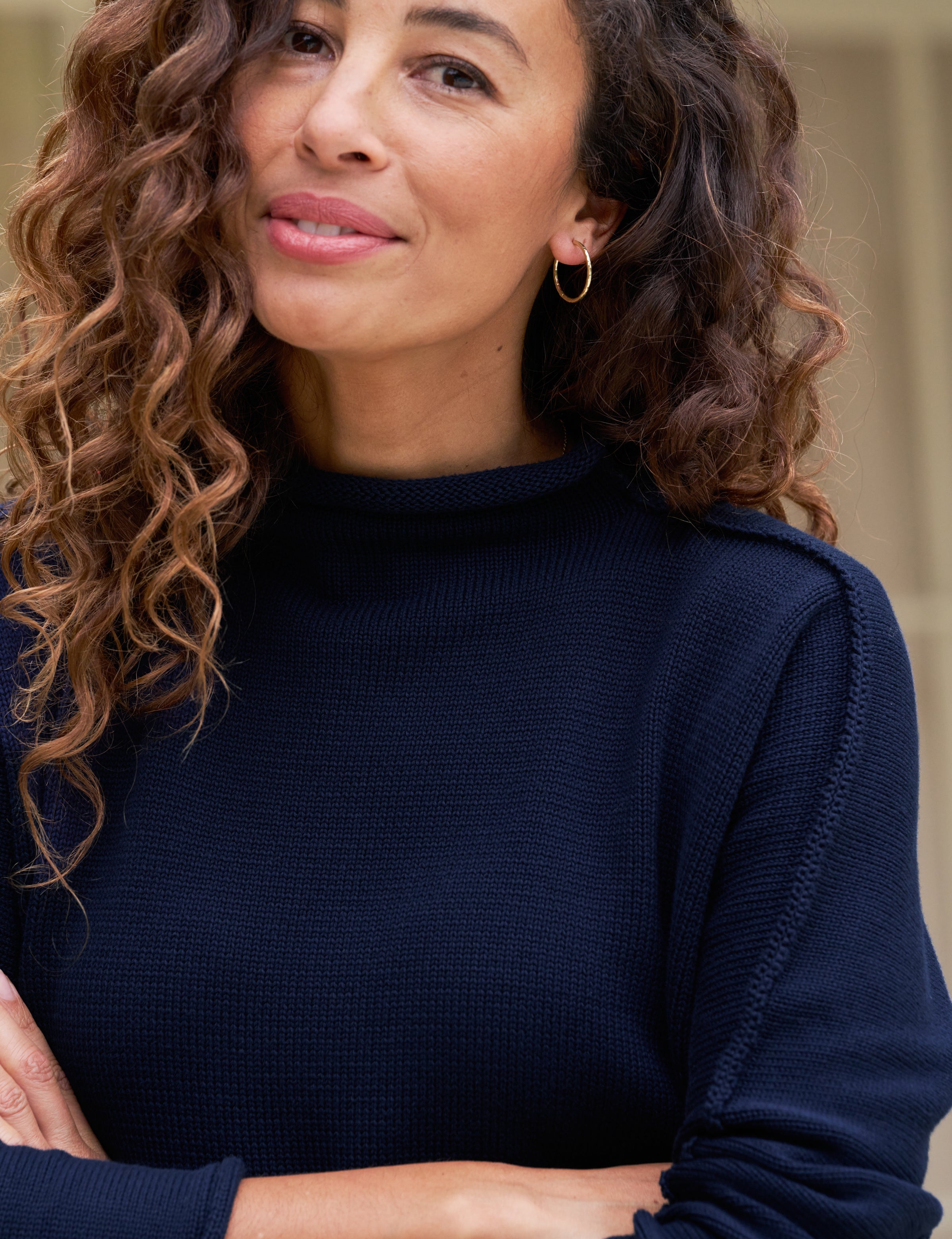 Monterey, Rolled Funnel Neck Sweater, Navy – ReLoved by Frank & Eileen